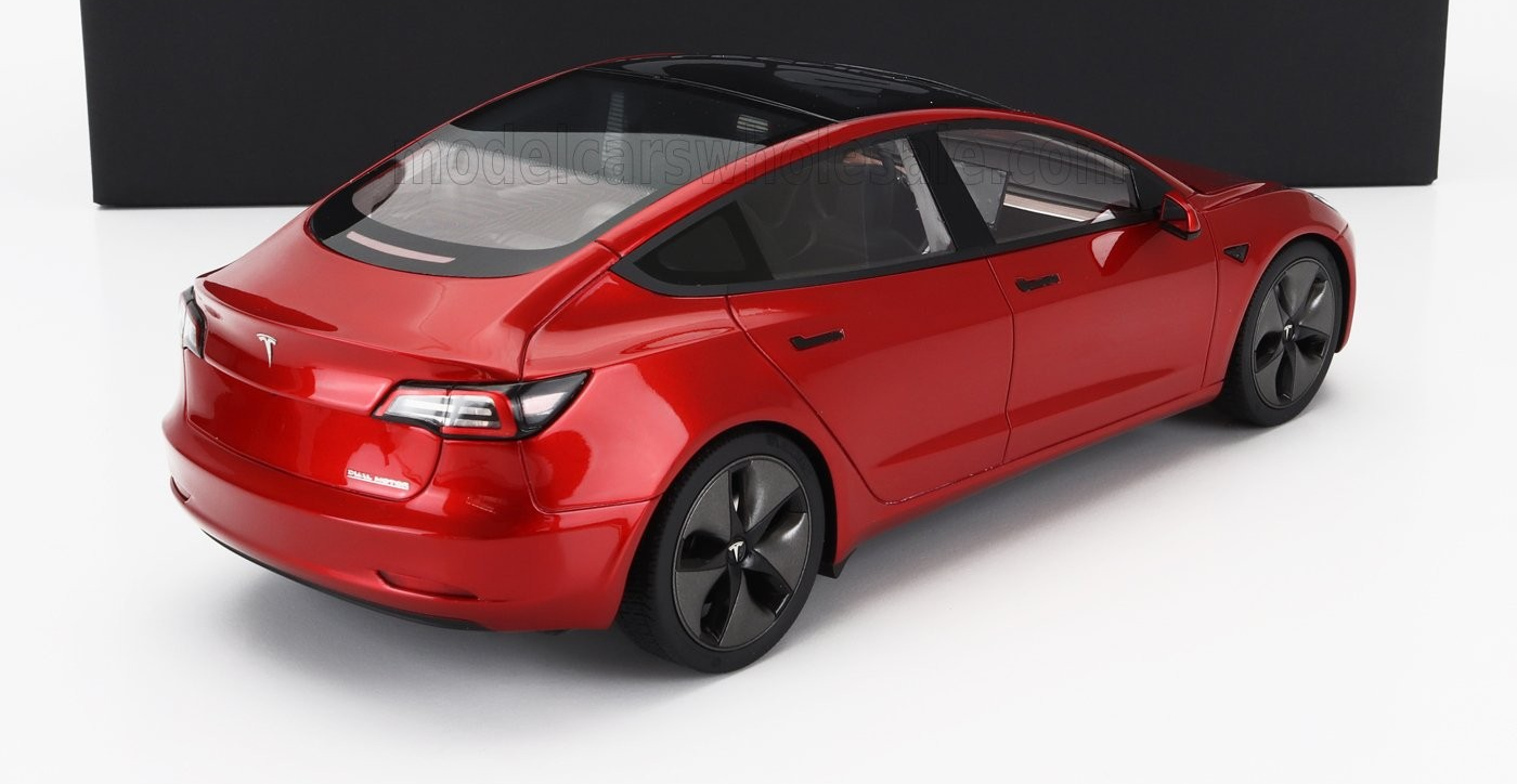 2021 Tesla Model 3 Red Met in 1:18 scale by LS Collectibles